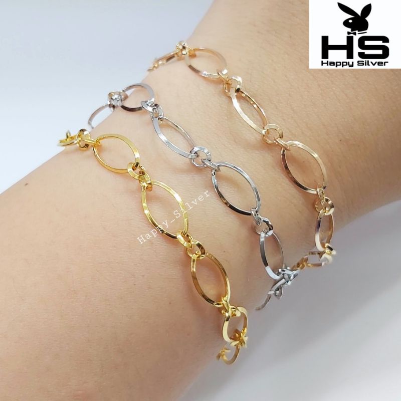 Jual GELANG PERAK ASLI SILVER 925 LAPIS EMAS - MODEL OVAL - PERHIASAN ...