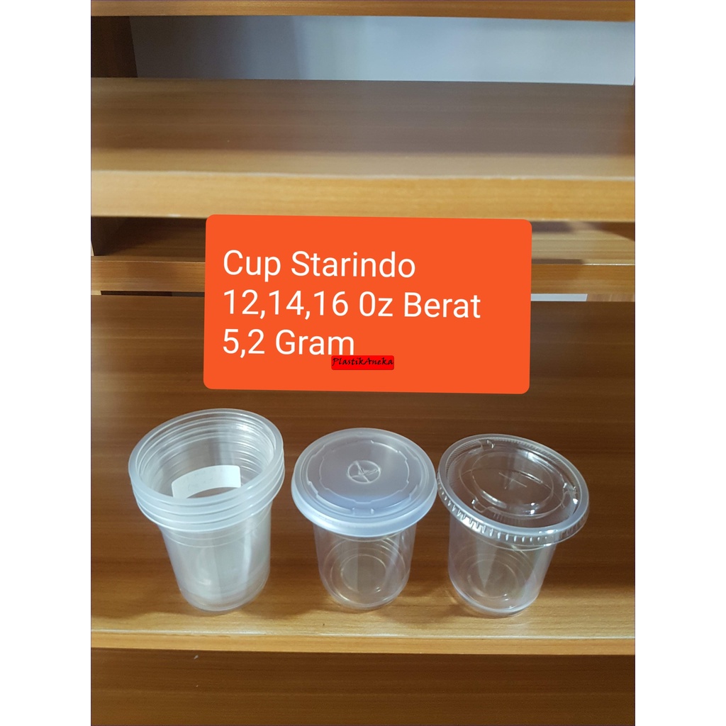 Jual Cup Gelas Plastik Starindo Ukuran 12 Oz, 14 Oz dan 16 Oz Berat 5.2 ...