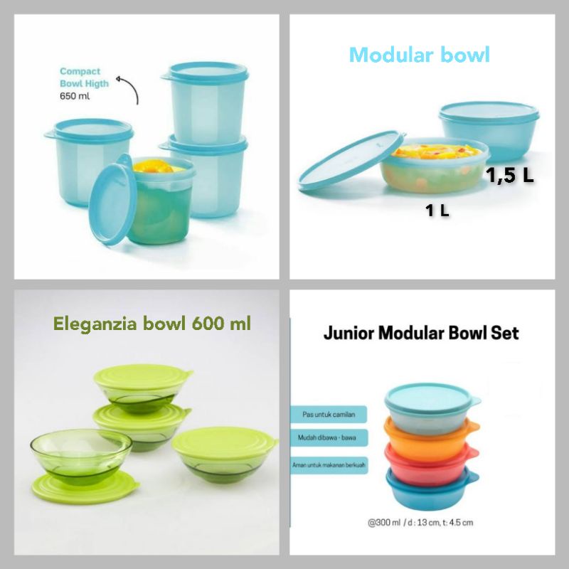 Jual bowl tupperware (compact bowl high, modular bowl, junior bowl ...