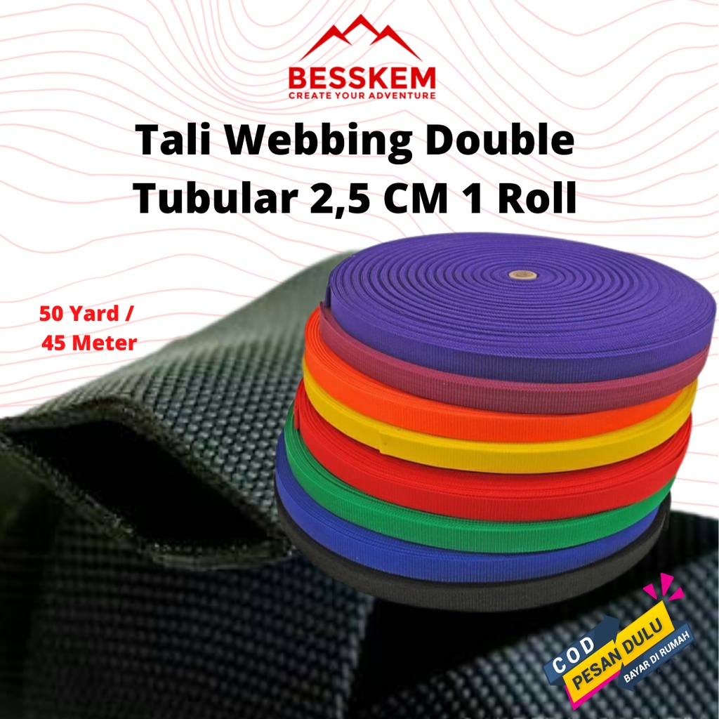 Jual Tali Webing Webbing Tubular Diameter 2,5 Cm Double Panjat Tebing 1 ...