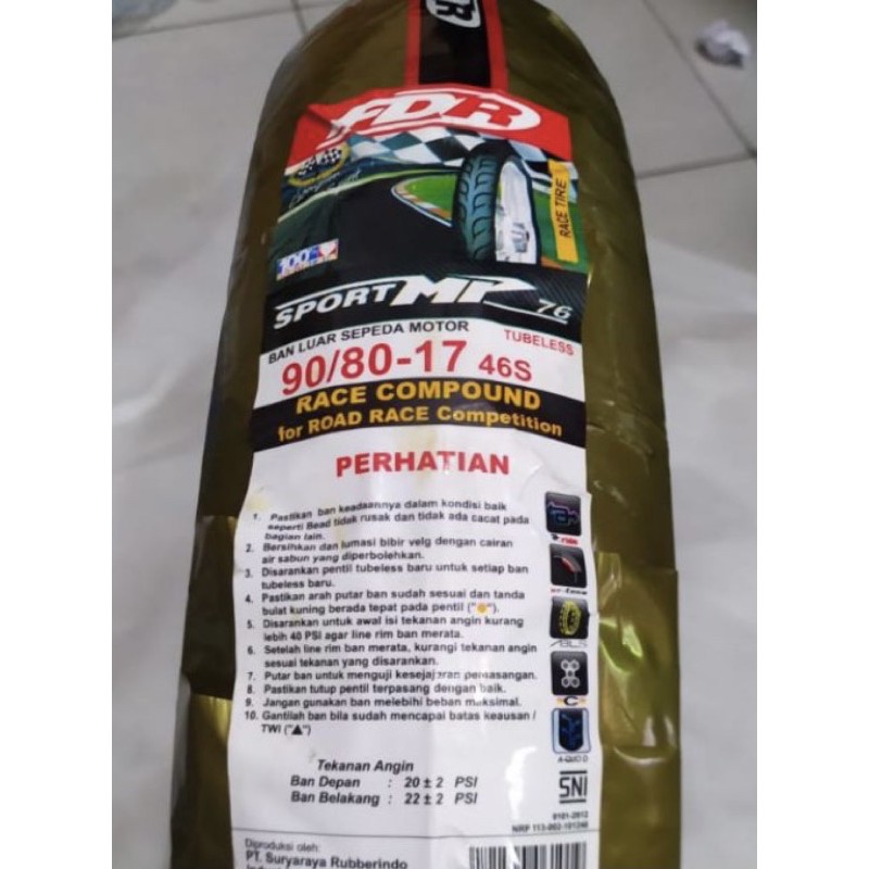 Jual Ban Motor FDR MP76 90/80 Ring 17 Race Compound, Tubeless | Shopee ...