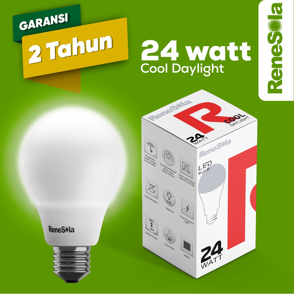 Jual Renesola Lampu Bohlam LED Warna Putih 24W | Shopee Indonesia
