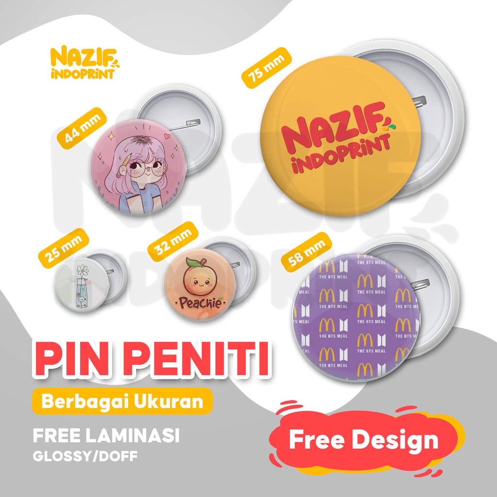 Jual Pin Peniti Custom Design / Pin Peniti 2,5 cm / Pin Peniti 3,2 cm ...