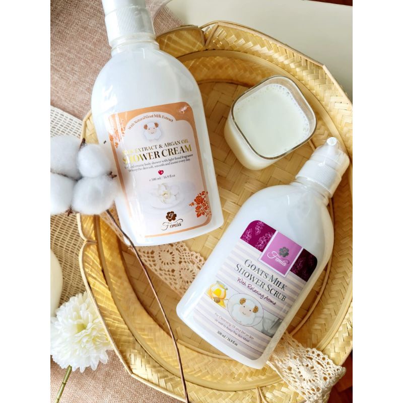 Jual NEW Femia body wash shower scrub & crem goats milk 500 ml | Shopee Indonesia