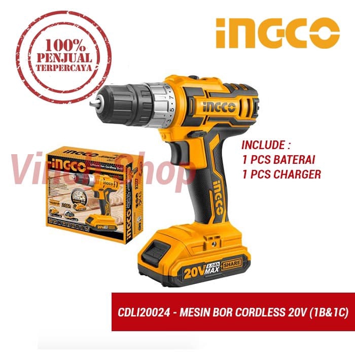 Jual MESIN BOR TANGAN LISTRIK CORDLESS BATERAI IMPACT DRILL INGCO ...