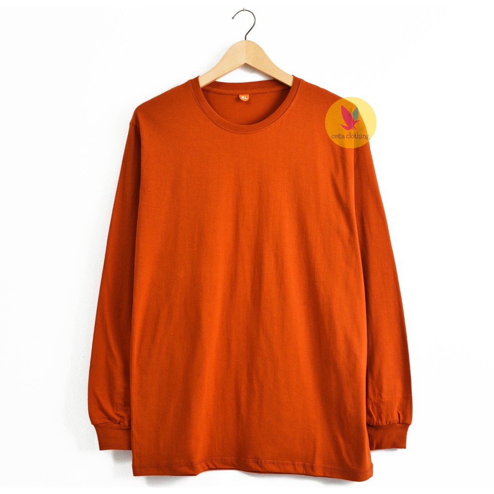 Jual Baju Kaos Polos Terakota Merah Bata Lengan Panjang Cotton Combed ...