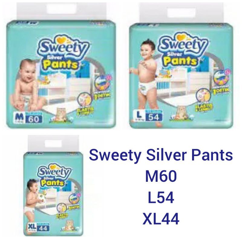 Jual SWEETY SILVER PANTS M60/L54/XL44 - Diapers Popok Sekali Pakai ...