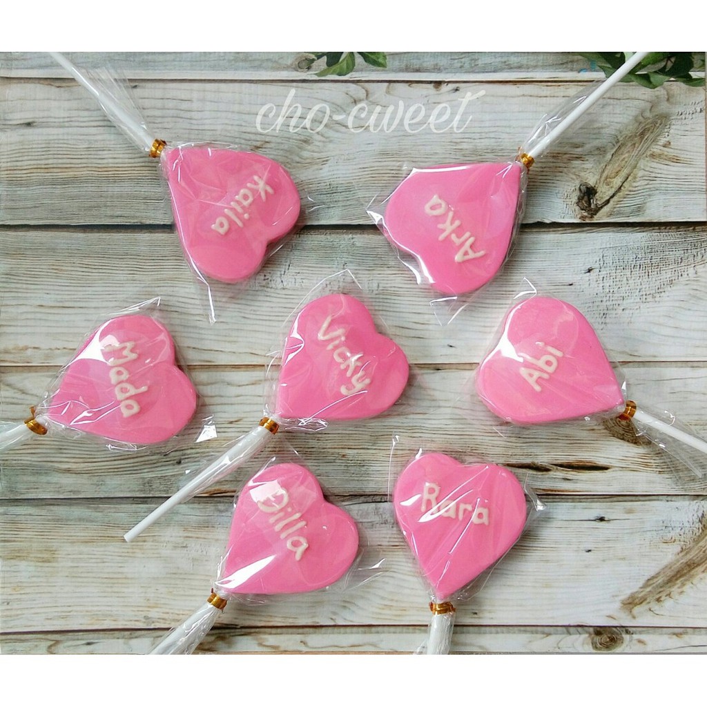 Jual Cho-Cweet Coklat Valentine Love Lollipop (M) Bisa Custom Tulisan ...