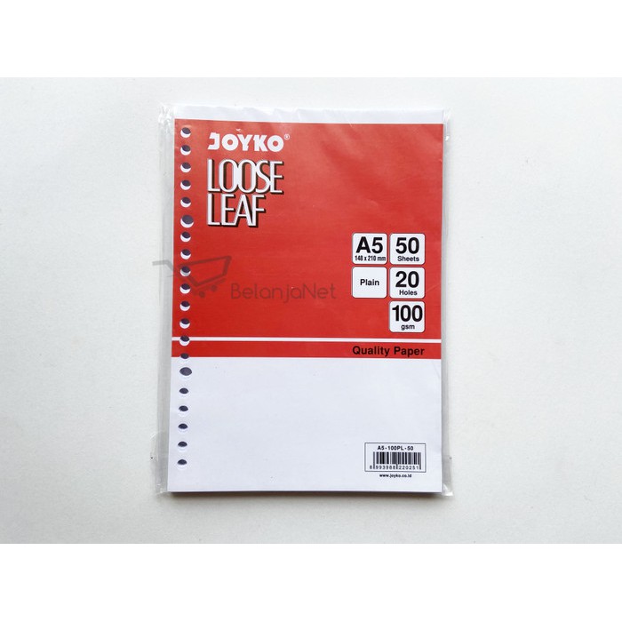Jual Loose Leaf | Isi Kertas File Binder Joyko A5-100PL Plain Polos 50 lbr | Shopee Indonesia
