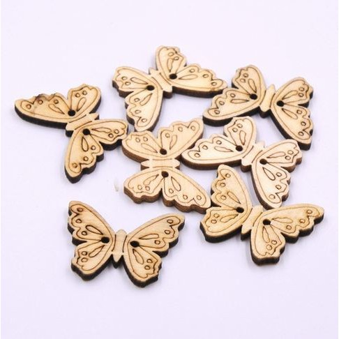 Jual Kancing Kayu Dua Lubang - Unpainted Butterfly Style (10pcs ...