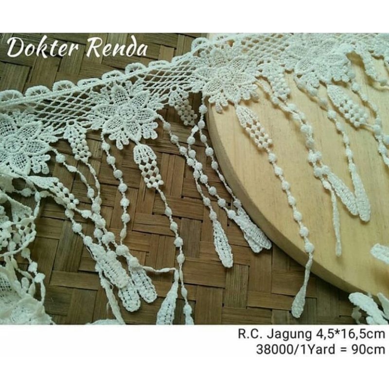 Jual renda chamical rumbai 4,5 x 16,5cm BROKEN WHITE | Shopee Indonesia