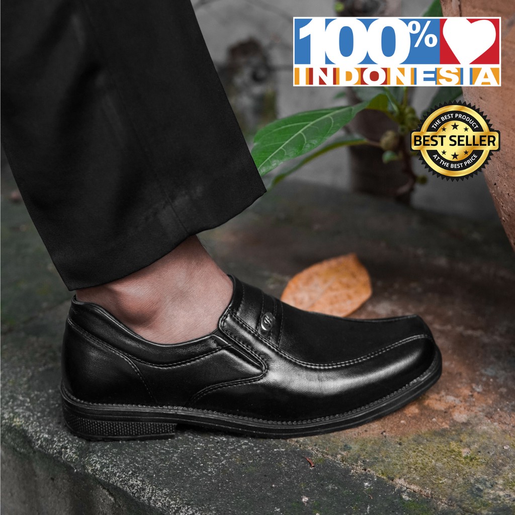 Jual Sepatu Pria Pantofel Hitam Bahan Sintetis Formal Cowok Kerja ...