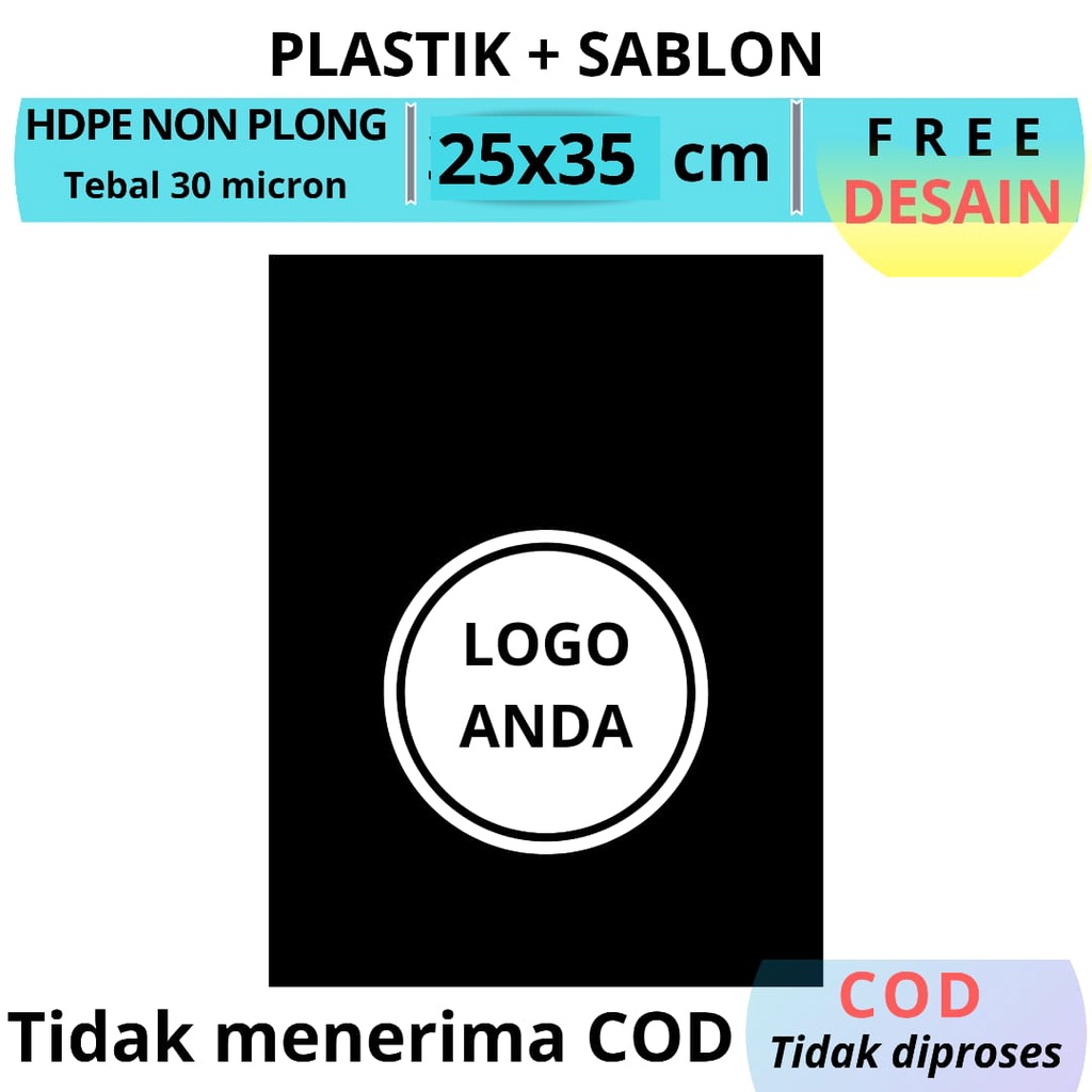 Jual Free Desain Sablon plastik packing Uk.25x35cm Gratis Desain Minim ...