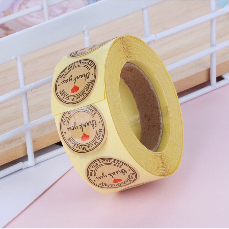 Jual sticker label thankyou kertas kraft untuk hiasan kotak pesta gift ...