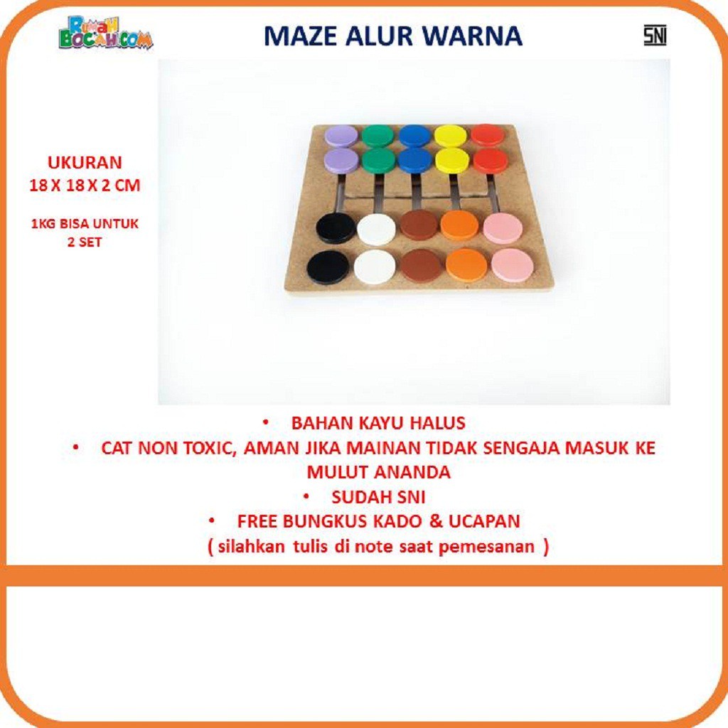 Jual Mainan Kayu Edukasi Edukatif Anak Maze Mengenal Warna Balok Susun ...