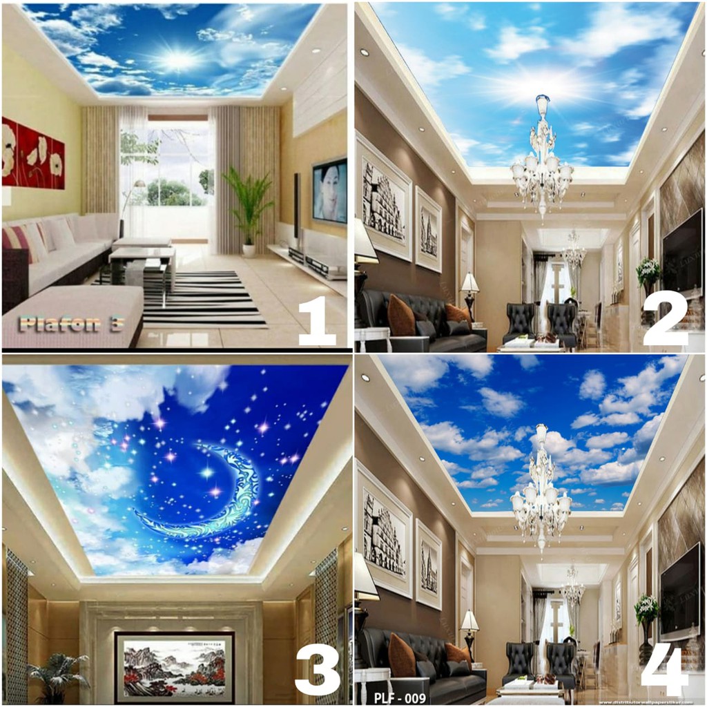 Jual Wallpaper 3D Custom Plafon Walpaper Sticker Atap Ruang Tamu Stiker ...