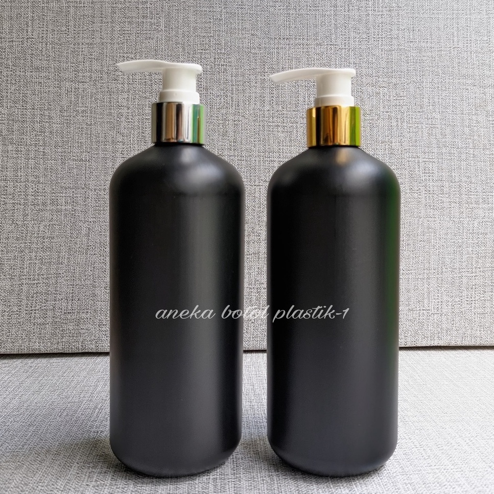 Jual Botol Pump 500ml Hdpe Hitam Tutup Pump Lotion Gold Silver / Botol ...