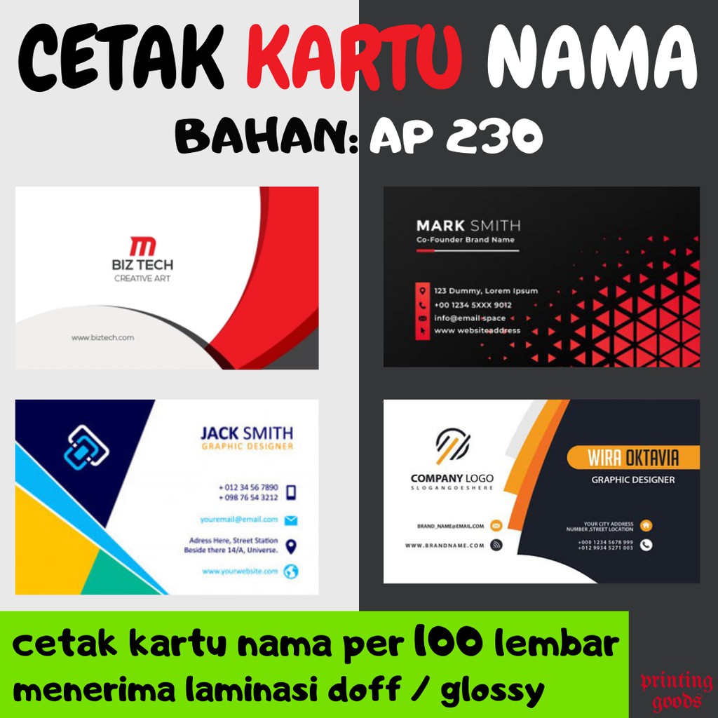 Jual CETAK KARTU NAMA 1 SISI / 2 SISI / NAME CARD | Shopee Indonesia