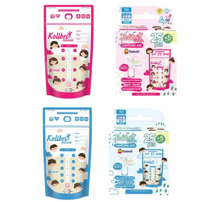 Jual Gabag Kantong Asi Kolibri Classic 120 ml Boy and Girl | Shopee ...