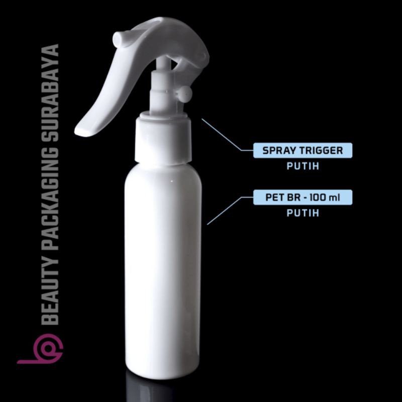 Jual Botol Plastik PET 100ml BR Putih Tutup Spray Trigger Bebek Semprot | Shopee Indonesia