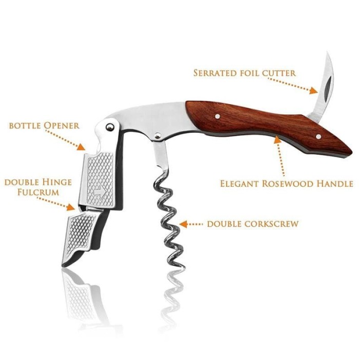 Jual PREMIUM Wine Cork Opener Corkscrew Kayu Stainless Alat pembuka ...