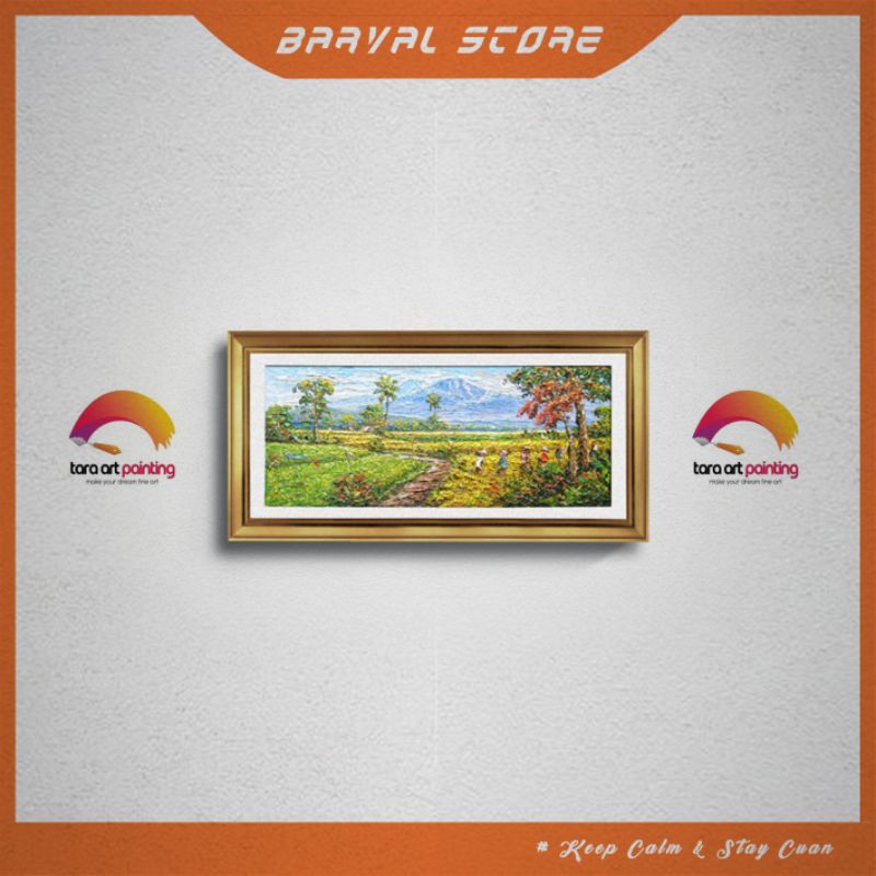 Jual LUKISAN PEMANDANGAN PANEN PADI TEXTURE TEBAL ORIGINAL HANDMADE ...