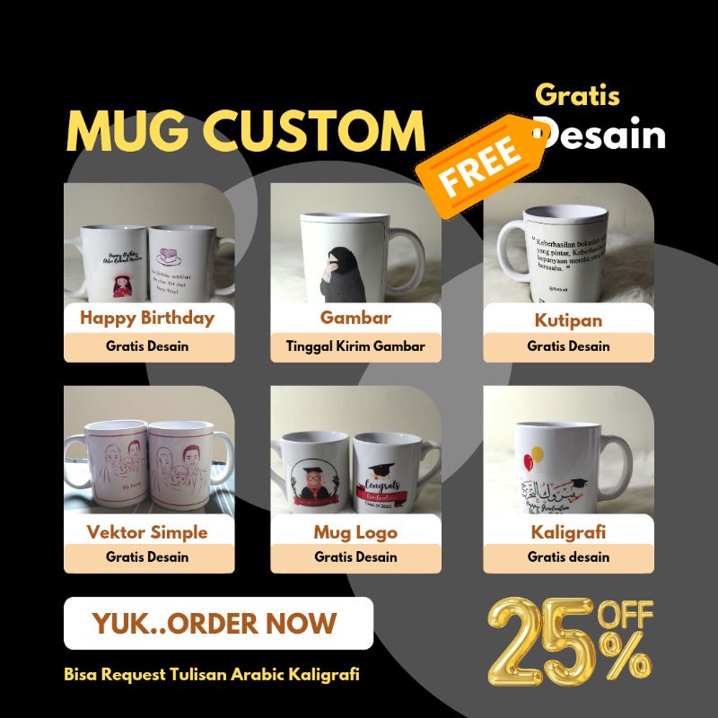 Jual MUG CUSTOM GRATIS DESAIN || Hadiah, Kado dll | Shopee Indonesia