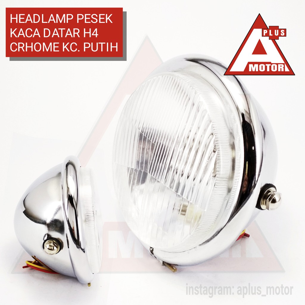 Jual Headlamp Polos Kaca Datar H4 LED Lampu Depan CB Custom Classic ...