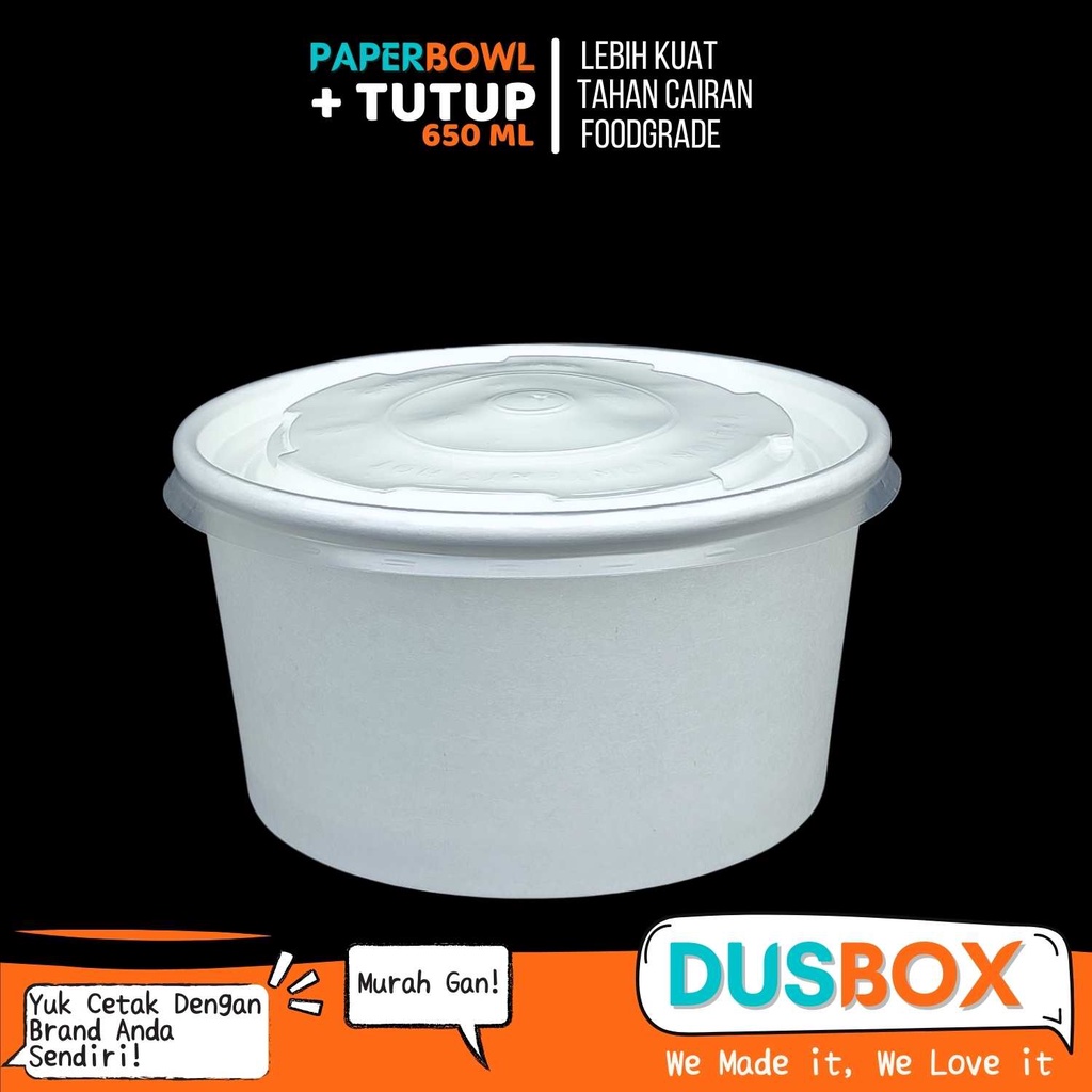 Jual Paper Bowl 650 ml + Tutup / Mangkok Kertas / Rice Bowl / Kemasan ...
