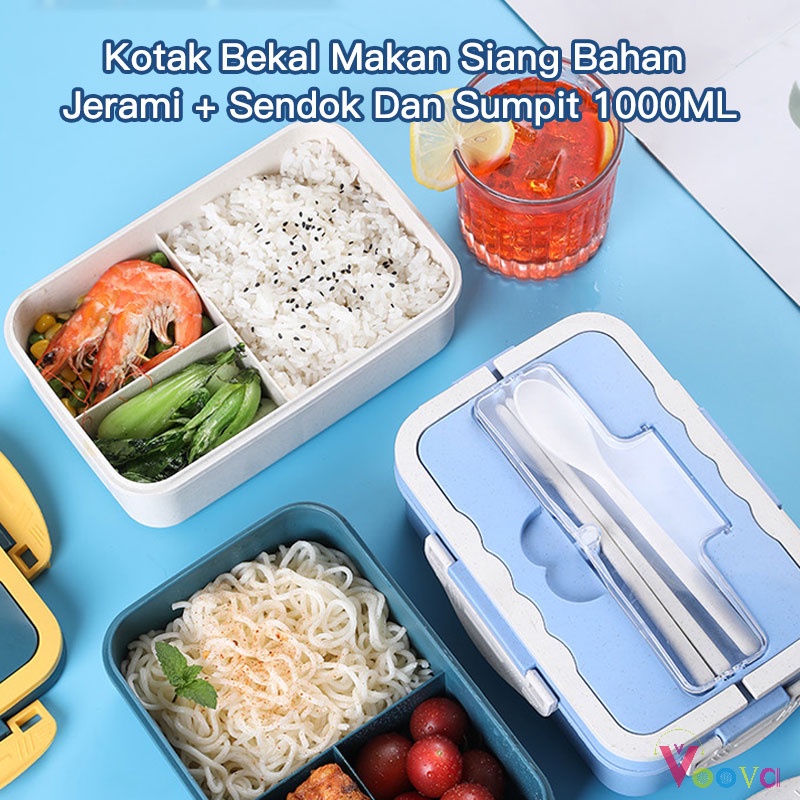 Jual LUNCH BOX SET KOTAK BEKAL MAKAN JERAMI WARNA / TEMPAT KOTAK MAKAN ...