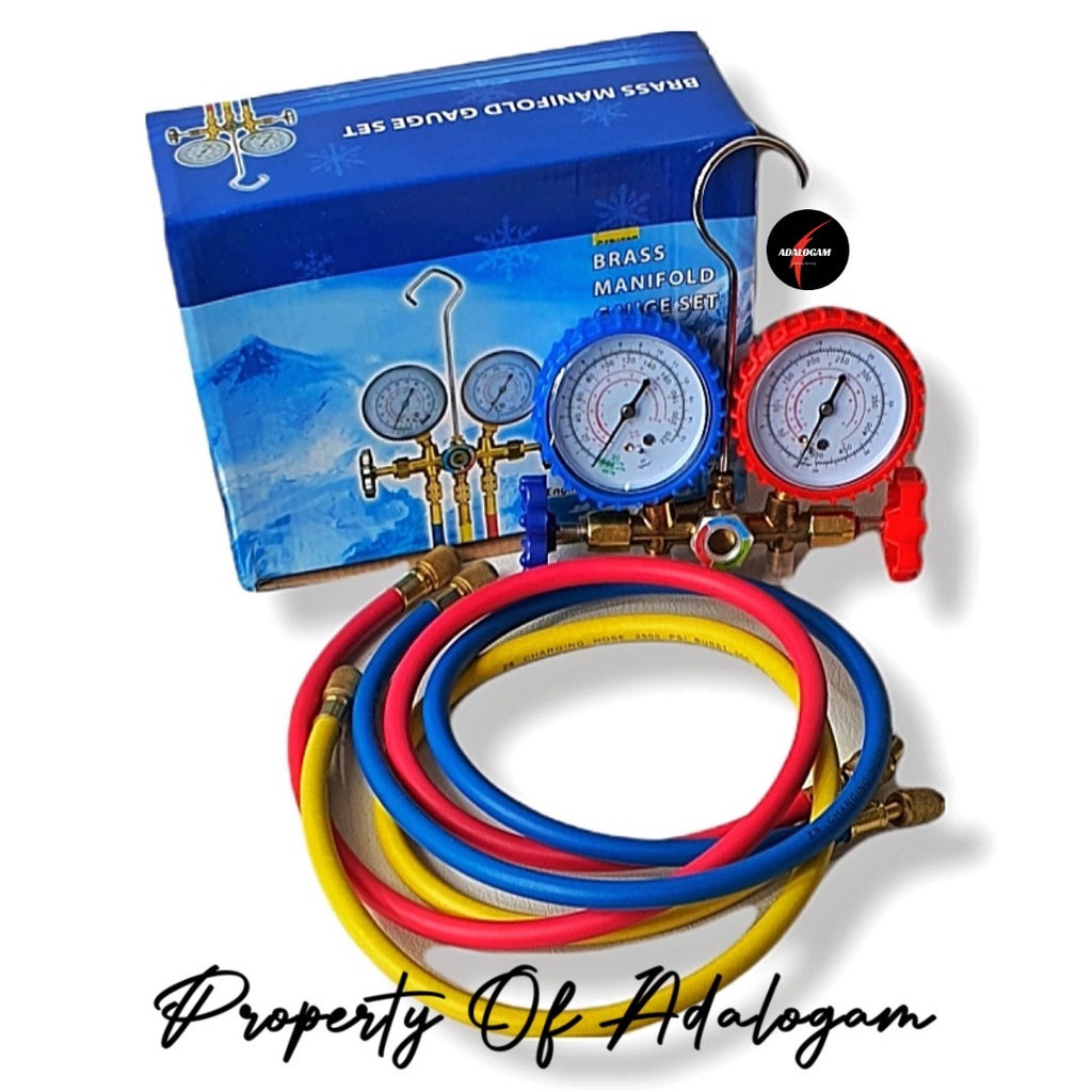 Jual Testing Manifold Brass Double Gauge Set Freon AC R12 R22 Mobil ...
