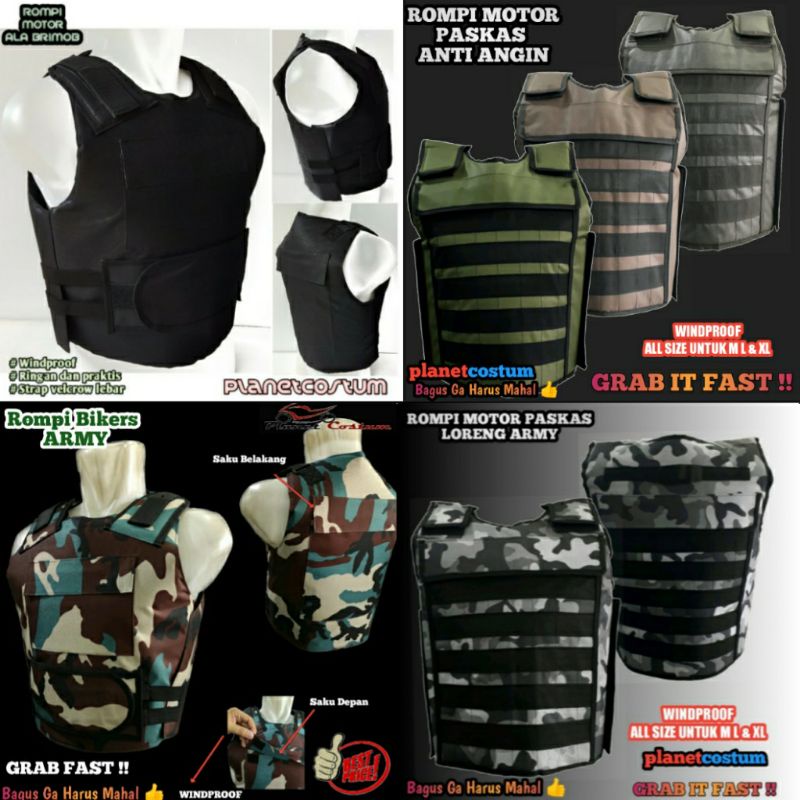 Jual PCRM Rompi Motor Anti Angin PC Body protector dada punggung bikers ...