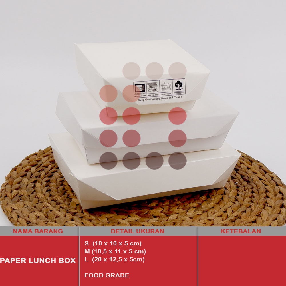 Jual PAPER LUNCH BOX FOOD GRADE S / M / L ISI 50 PCS | Shopee Indonesia