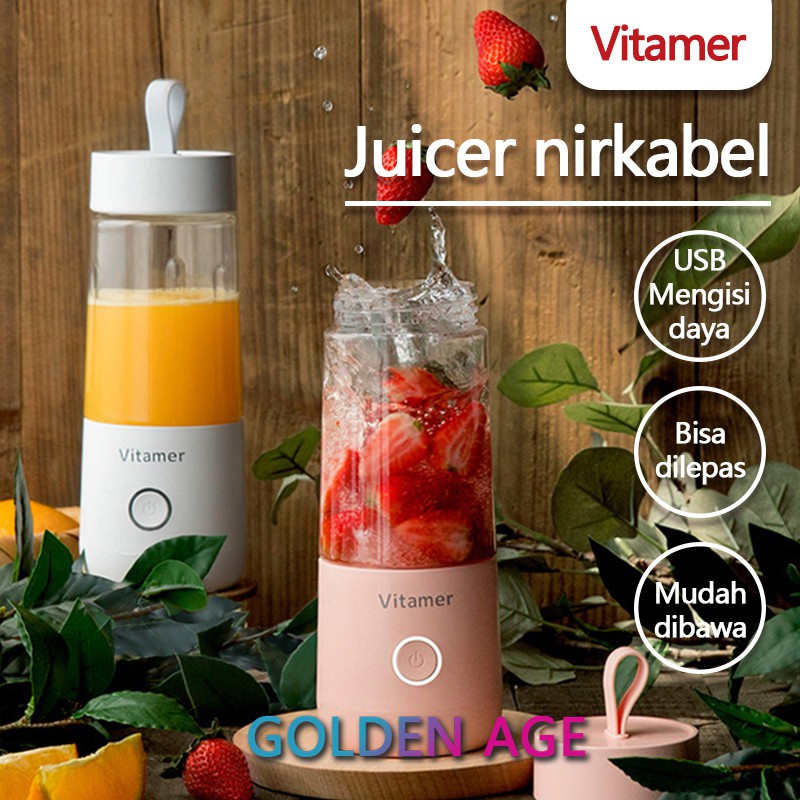 Jual VITAMER BLENDER PORTABLE 350ML ORIGINAL Blender Juice mini USB 4 ...