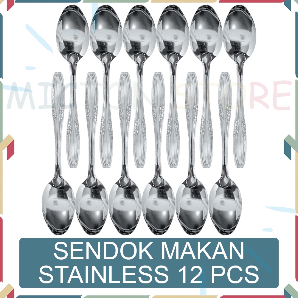 Jual MICTON Sendok Makan Stainless Steel Alat Makan isi 1 lusin 12 pcs ...