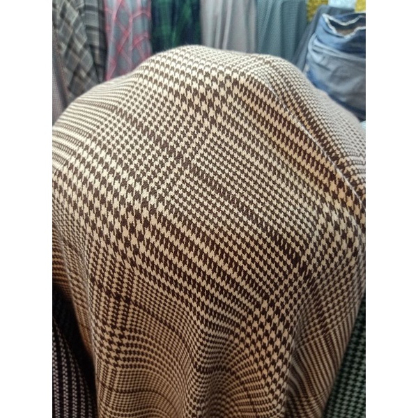 Jual kain semi woll motif kotak/semi woll motif kotak | Shopee Indonesia