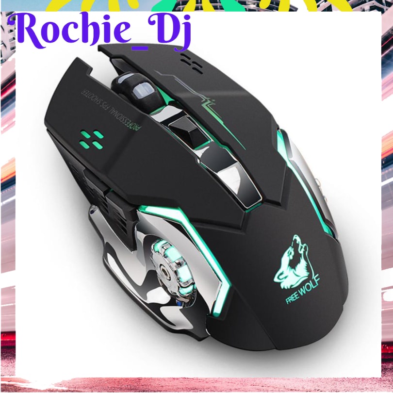Jual FREE WOLF WIRELESS GAMING MOUSE LED LIGHT 1800 DPI - X8 - HITAM ...