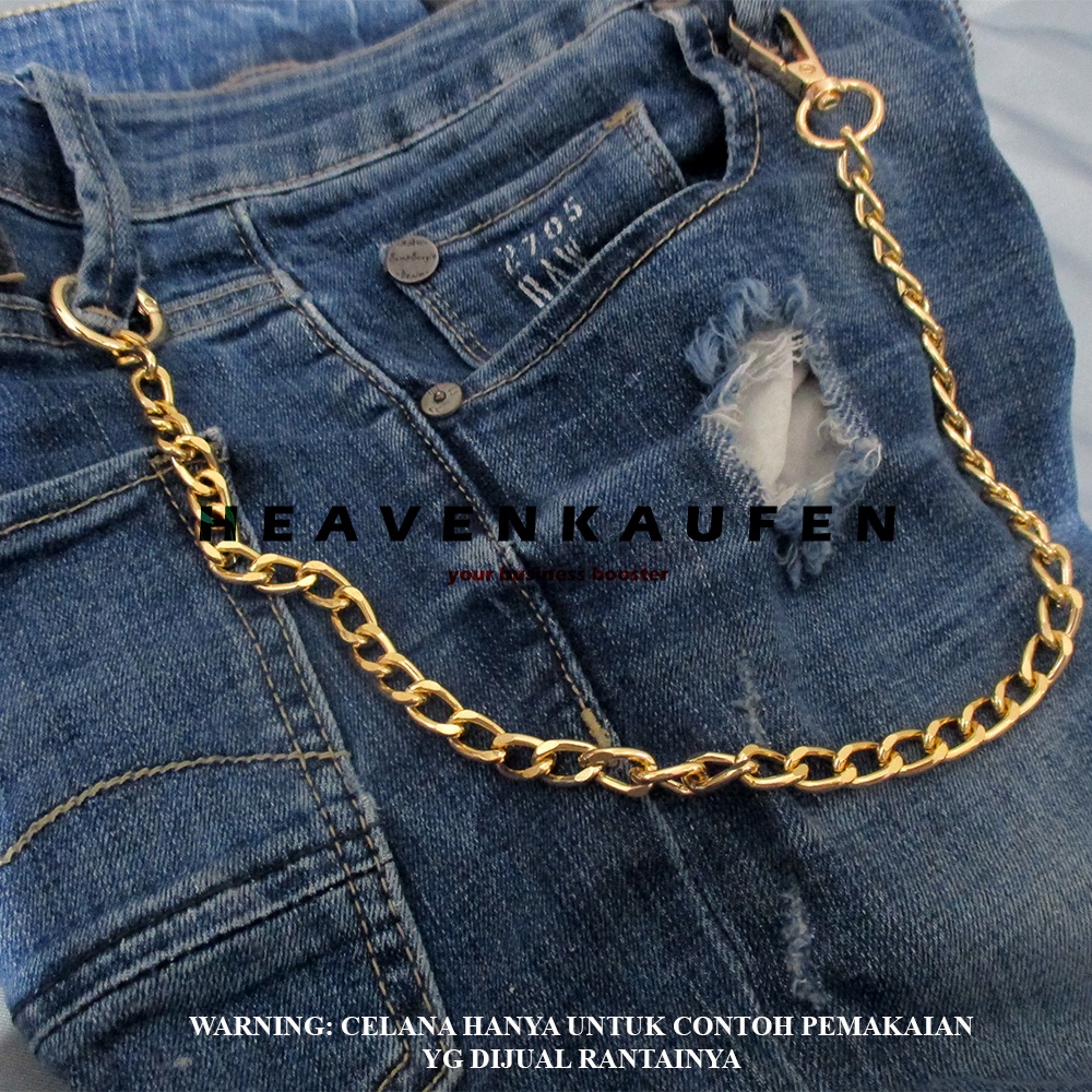 Jual Rantai Celana Rantai Dompet Warna Gold Muda Set Dengan Kait ...