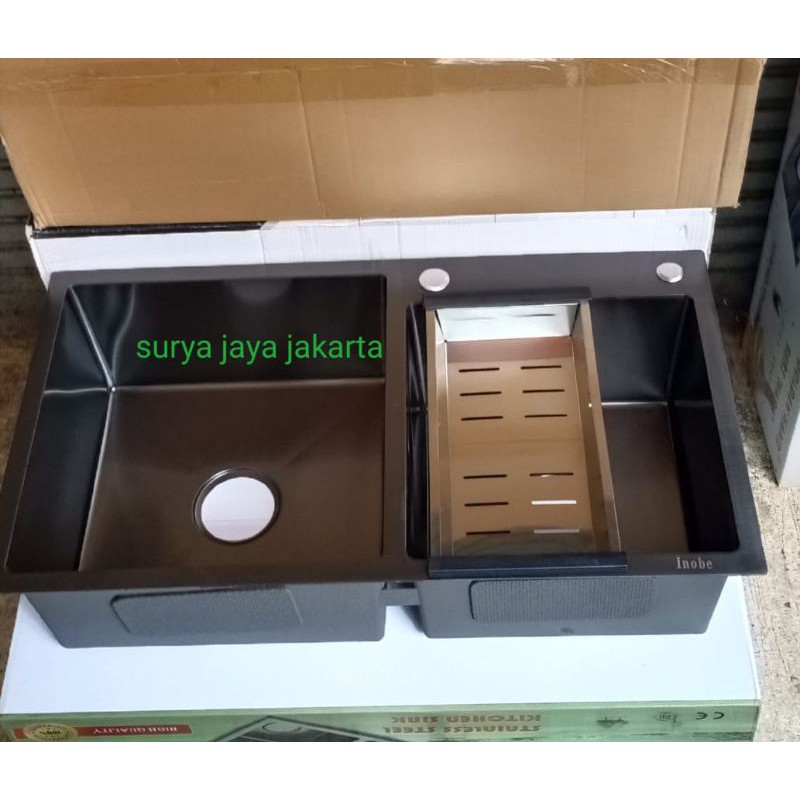 Jual Kitchen sink hitam INOBE 8245 / kitchen sink 8245 BLACK / Kitchen ...