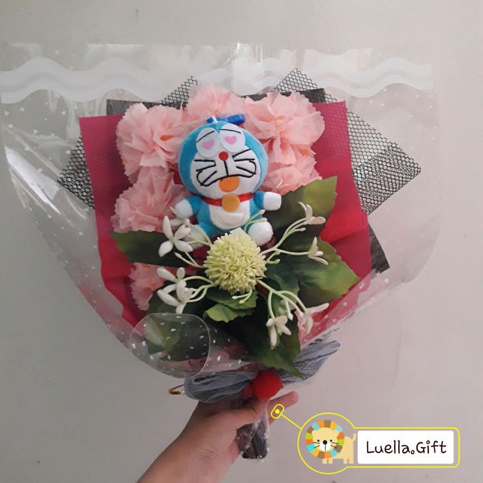 Jual Luella Gift - Bouquet Buket Bunga Kertas Plastik Artifisial Boneka ...