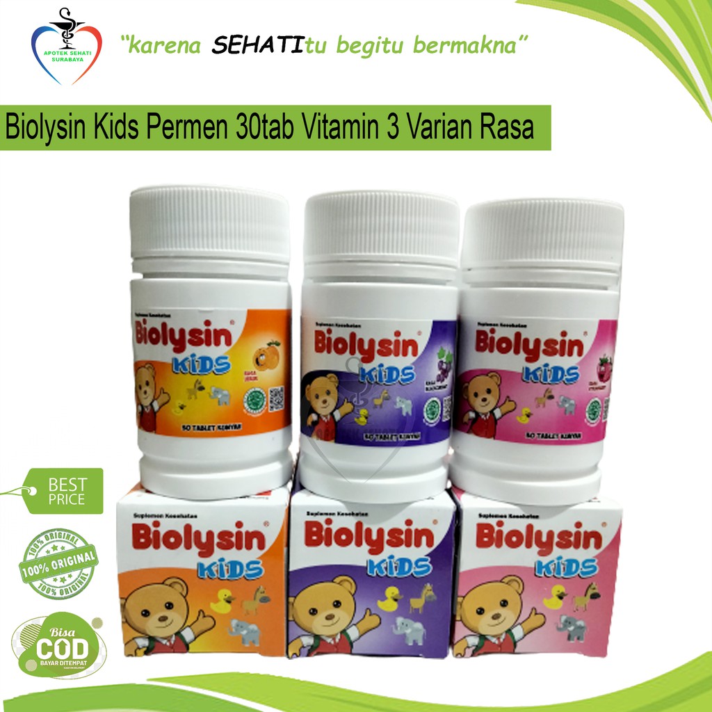 Jual BIOLYSIN KIDS TABLET HISAP SUPLEMEN ANAK DAN PEMULIHAN PASCA SAKIT ...