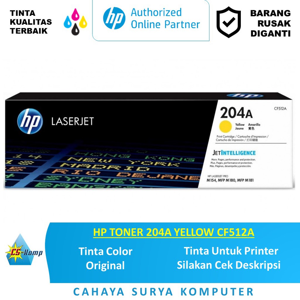 Jual HP TONER 204A YELLOW CF512A UNTUK PRINTER HP Color LaserJet Pro ...