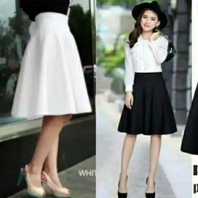 Jual ROK PENDEK POLOS MIDI SKIRT//ROK FLARE SCUBA PINGGANG KARET/ROK ...