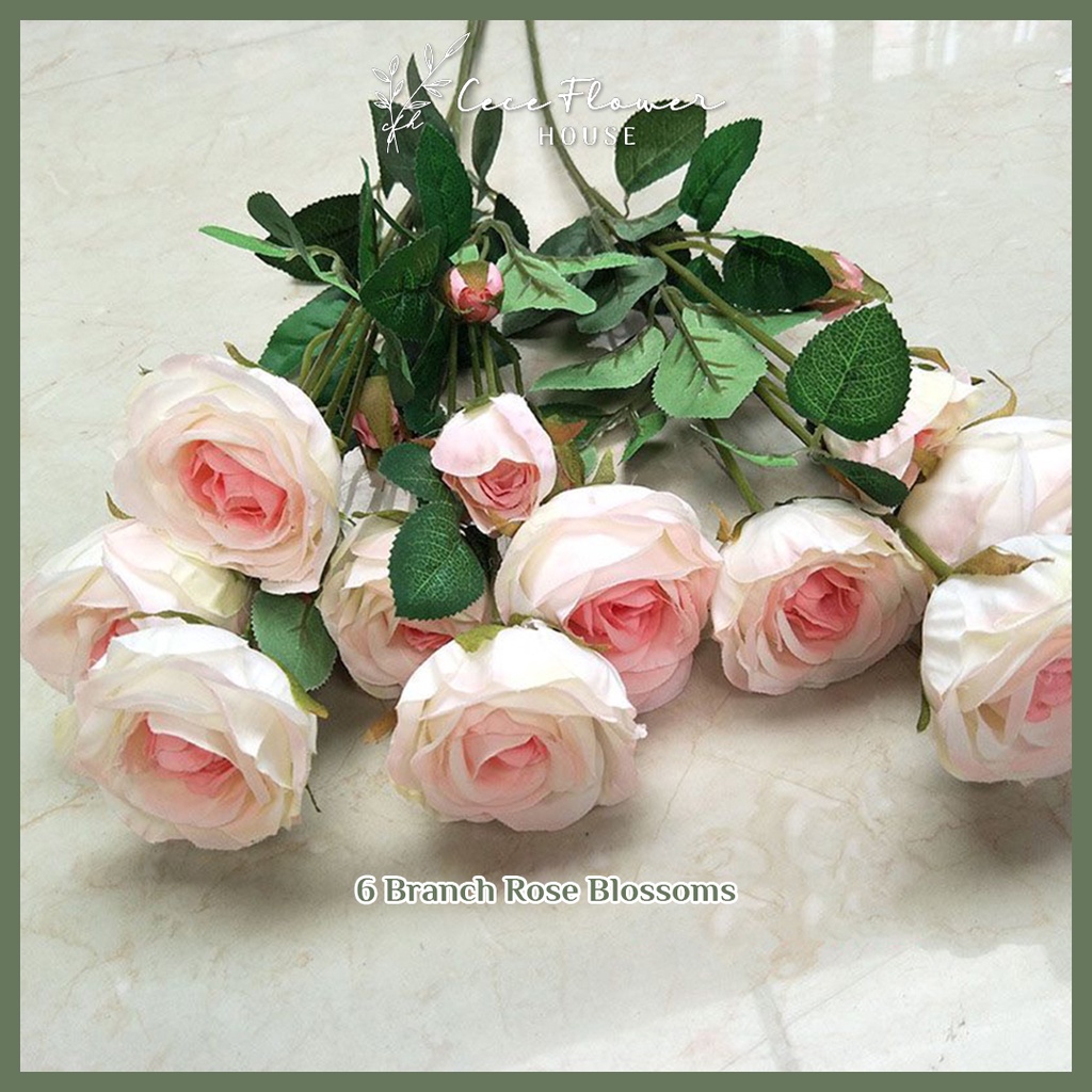 Jual Bunga Mawar Artificial 6 Branch Rose Blossoms | Shopee Indonesia