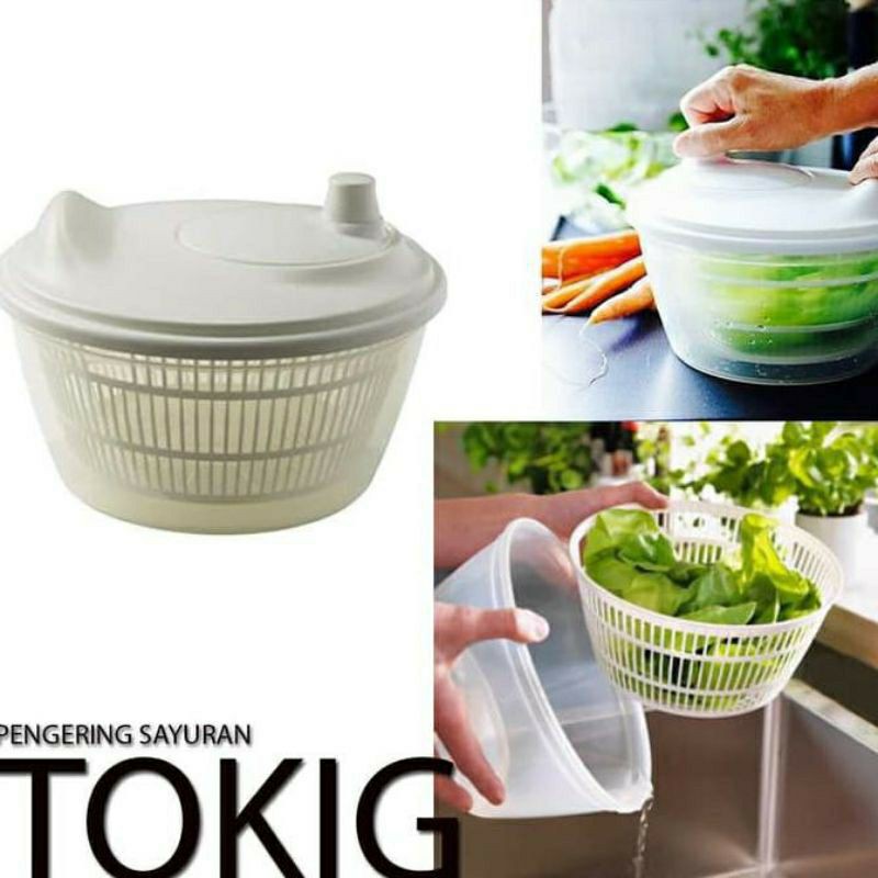 Jual wadah pengering sayuran ikra yokig salad spinner uppfylld | Shopee ...