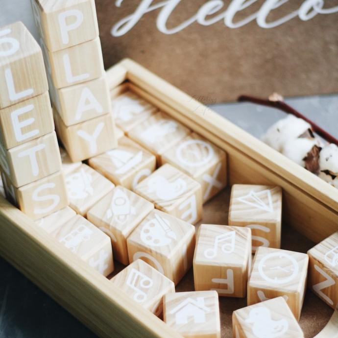 Jual White Alphabet And Number Wooden Blocks - Balok Angka Susun ...