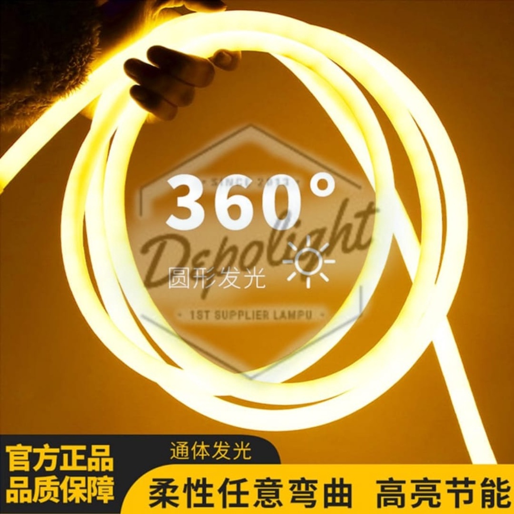 Jual Lampu Neon Flex bulat paket 5m 10m waterproof nyala Full Body ...