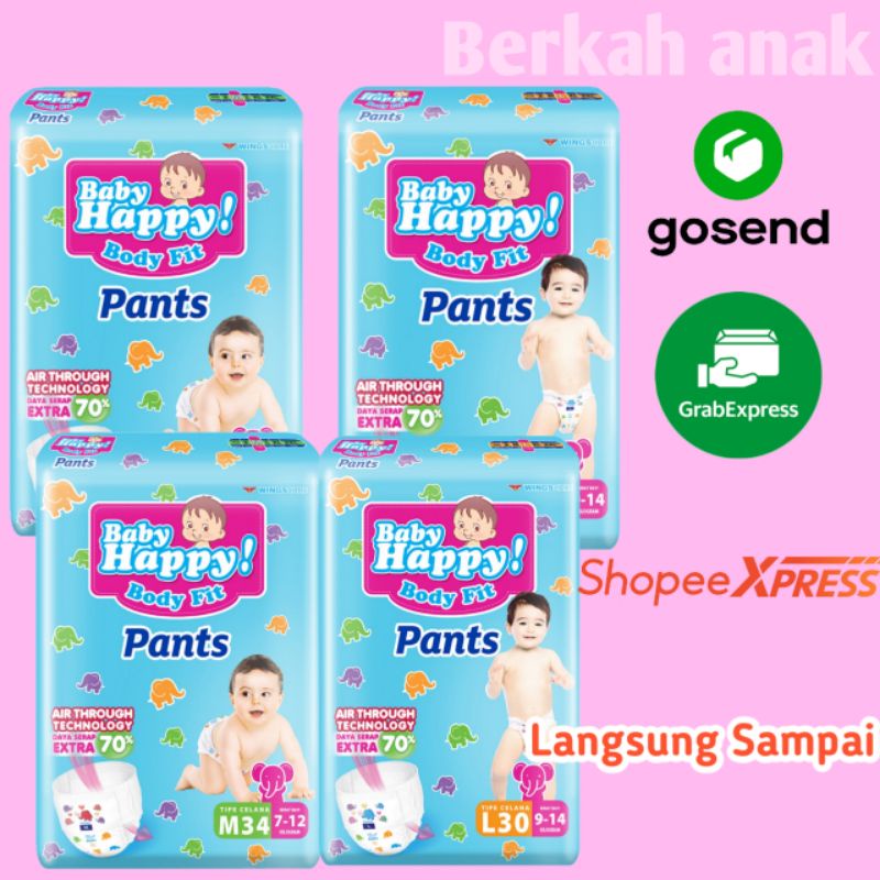 Jual Baby happy M/L/XL/XXL Popok sekali pakai/popok celana | Shopee ...