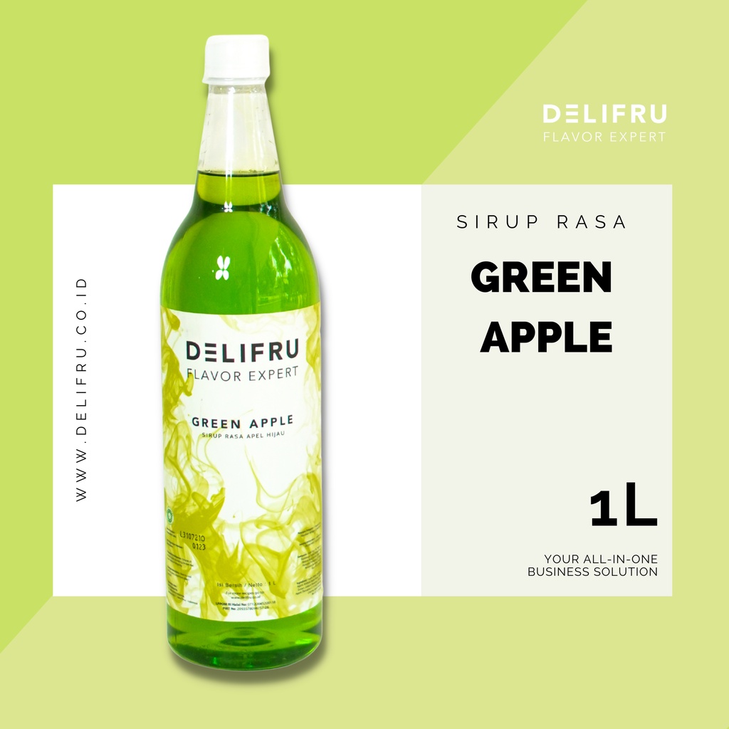 Jual Syrup Green Apple Delifru 1 Liter - Sirup Buah Apel Hijau Premium ...