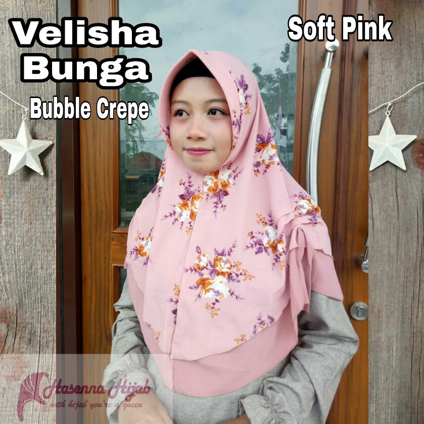 Jual Hijab Jilbab VELISHA BUNGA 2 Layer Tumpuk Kerut Samping | Shopee ...